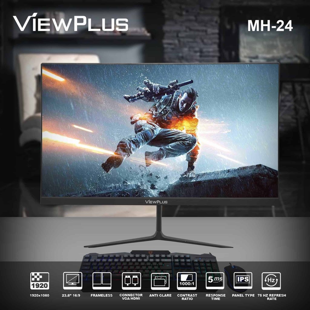 ViewPlus MH-24 24" Full HD IPS 5ms 75hz HDMI VGA Gaming or Office Monitor