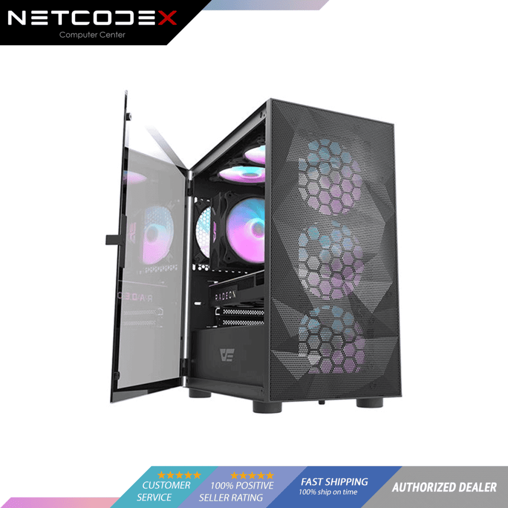 Netcodex.ph: DarkFlash DLM21 Black Mesh Micro ATX Case with Tempered ...