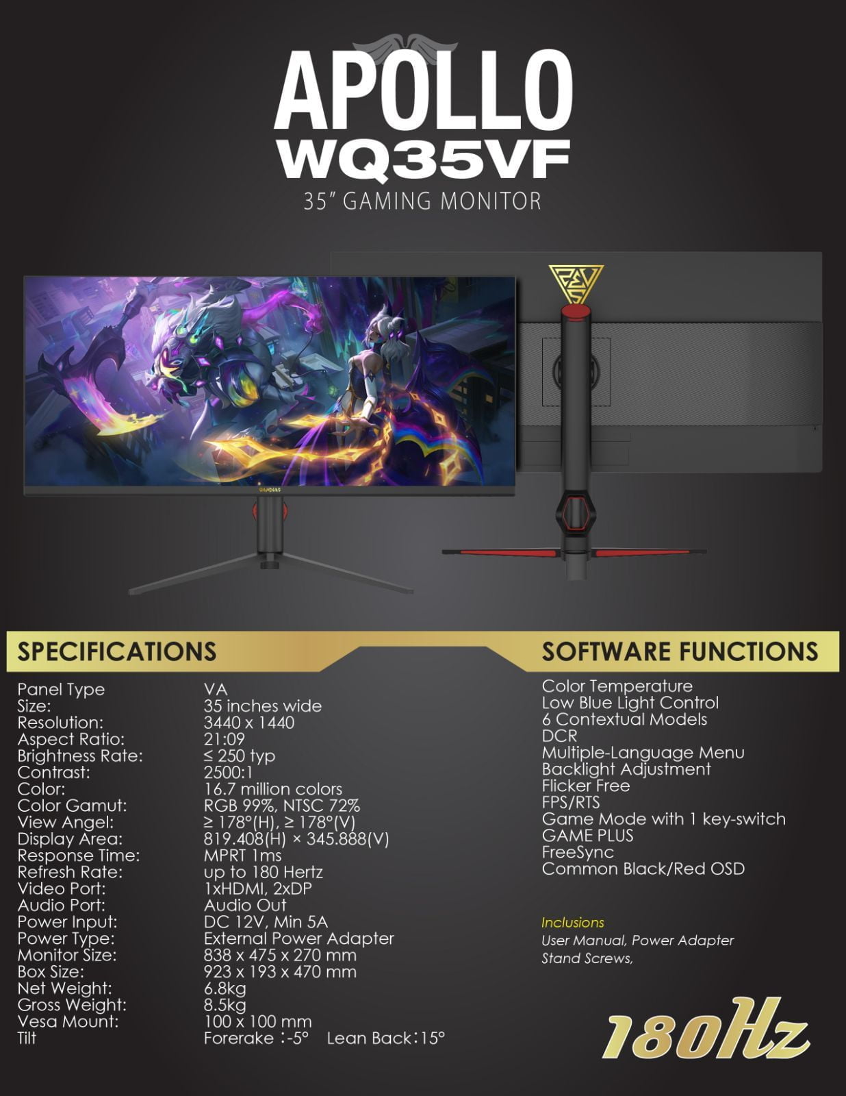 Netcodex.ph: Gamdias Apollo WQ35VF 35″ 3440×1440 VA 180hz 1MS 90 ...