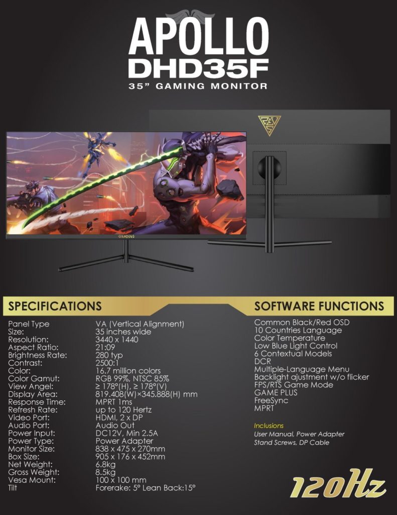 Netcodex.ph: Gamdias Apollo DHD35F 35" 3440x1440 21:9 Ultrawide 1ms ...