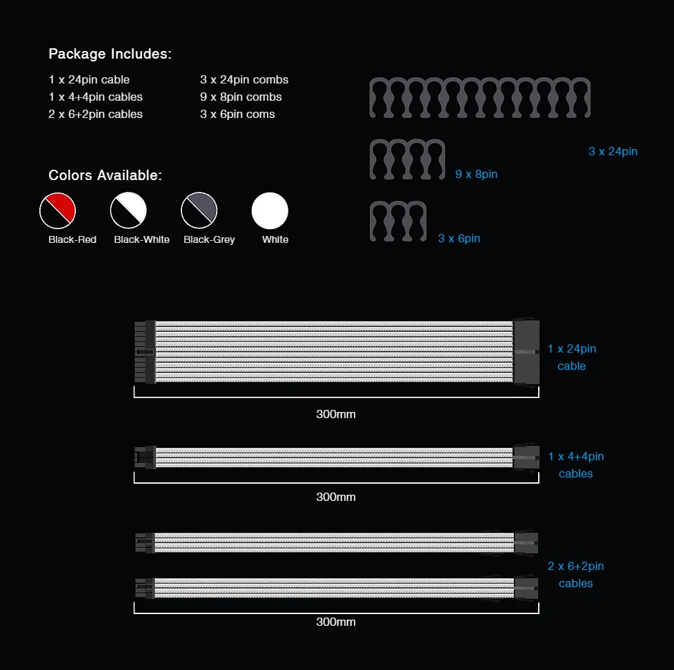 Netcodex.ph: Tecware Flex Sleeved Extension Cable - White