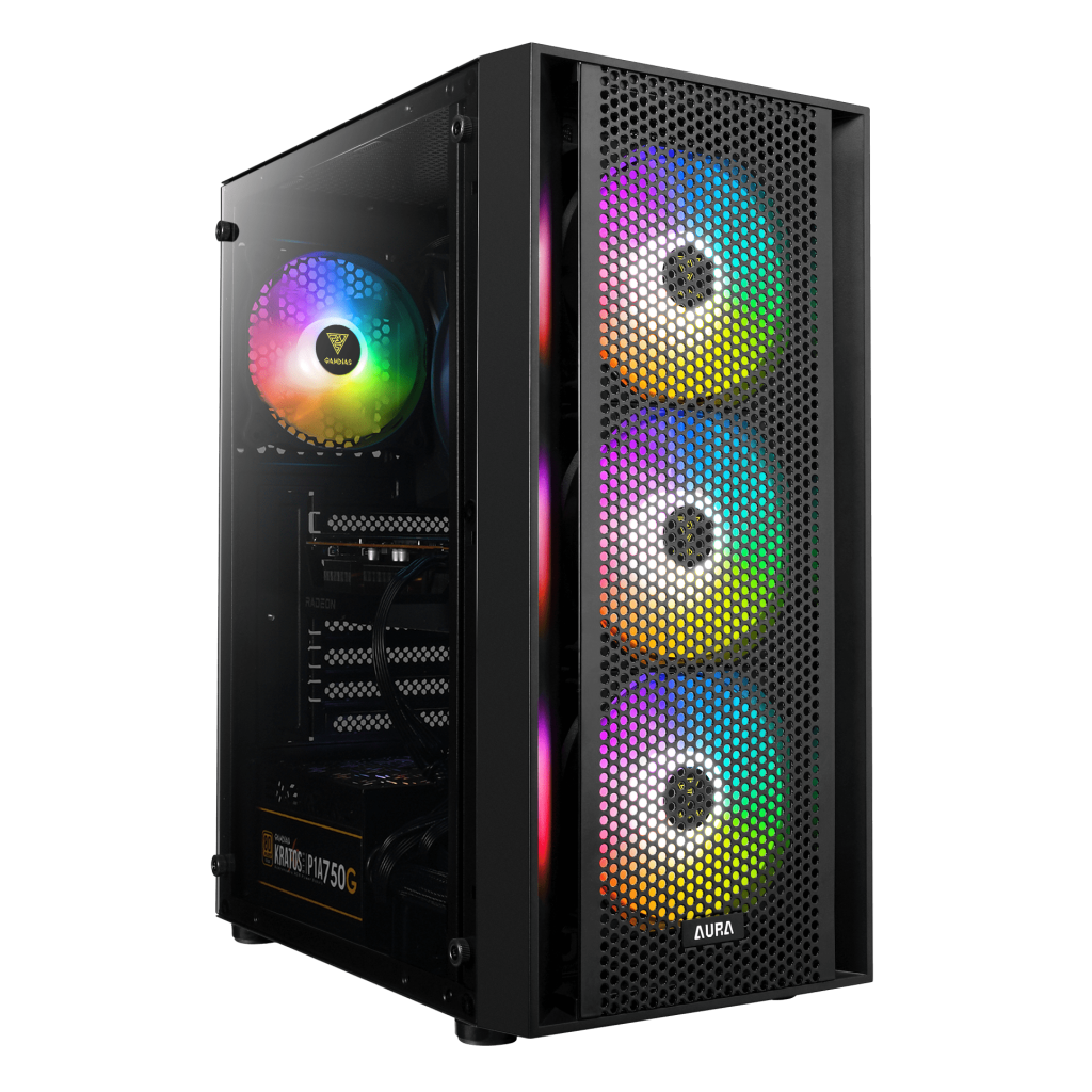 Gamdias Aura GC2 TG ATX Mid Tower Case with 4x ARGB Fans - Black - Netcodex