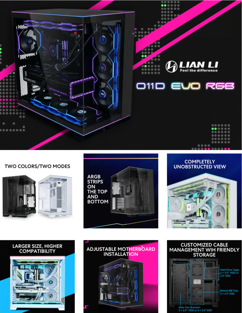 Lian Li O11D EVO RGB O11 EVO RGB PC Desktop Case - Black - O11DERGBX ...