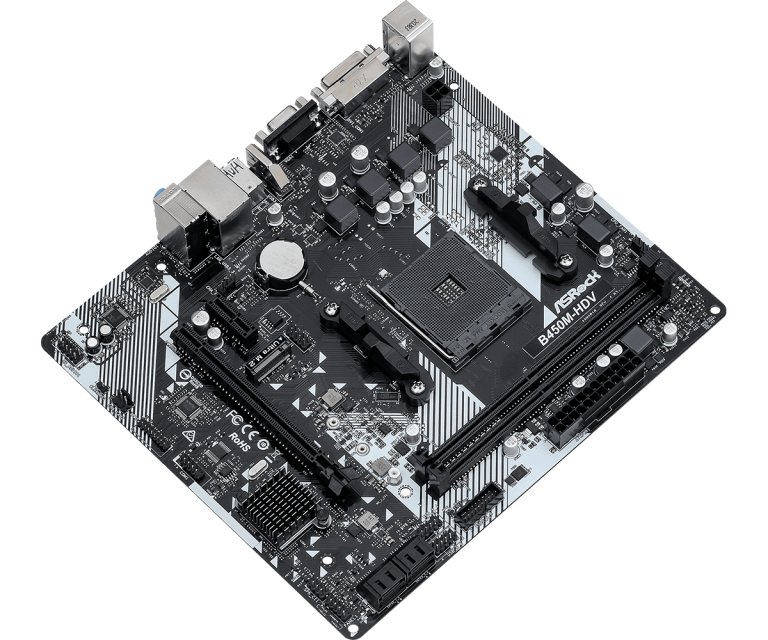 Asrock B450M-HDV R4.0 B450 AMD AM4 mATX HDMI DVI-D VGA m.2 1Gb LAN ...
