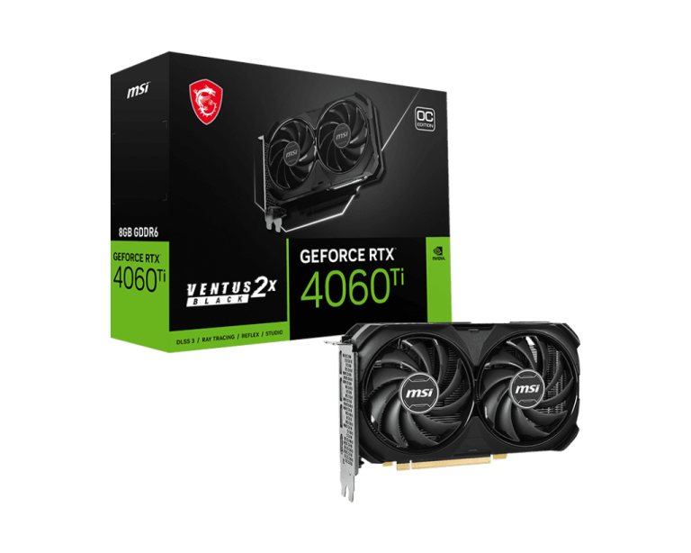 MSI Nvidia Geforce RTX 4060 Ti Ventus 2X Black 8G OC 128-bit 8GB GDDR6 ...