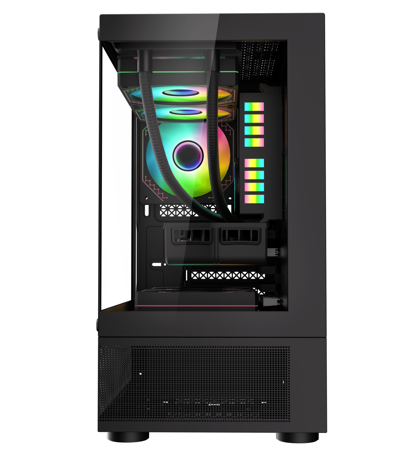 Coolman Reyna Black M-ATX/ITX PC Case with 3 Pre-Installed Color Fans