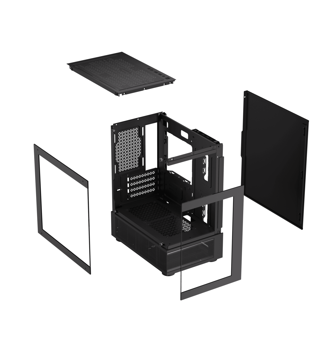 Coolman Reyna Black M-ATX/ITX PC Case with 3 Pre-Installed Color Fans