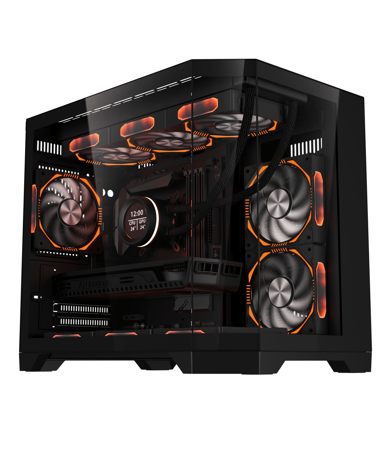 Coolman Spectra Micro-ATX Black PC Case with 3-Sided HD Glass Panels
