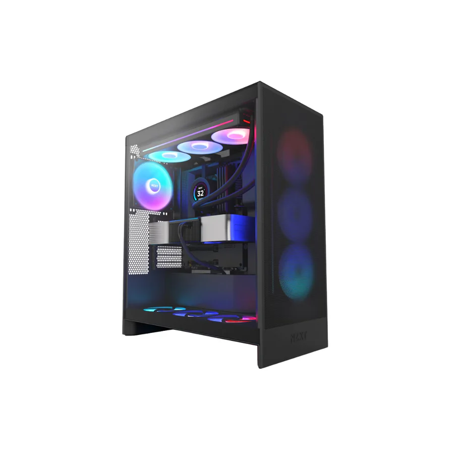 NZXT H7 Flow RGB 2024 Black Mid-Tower Case ATX 420mm Radiator Support ...