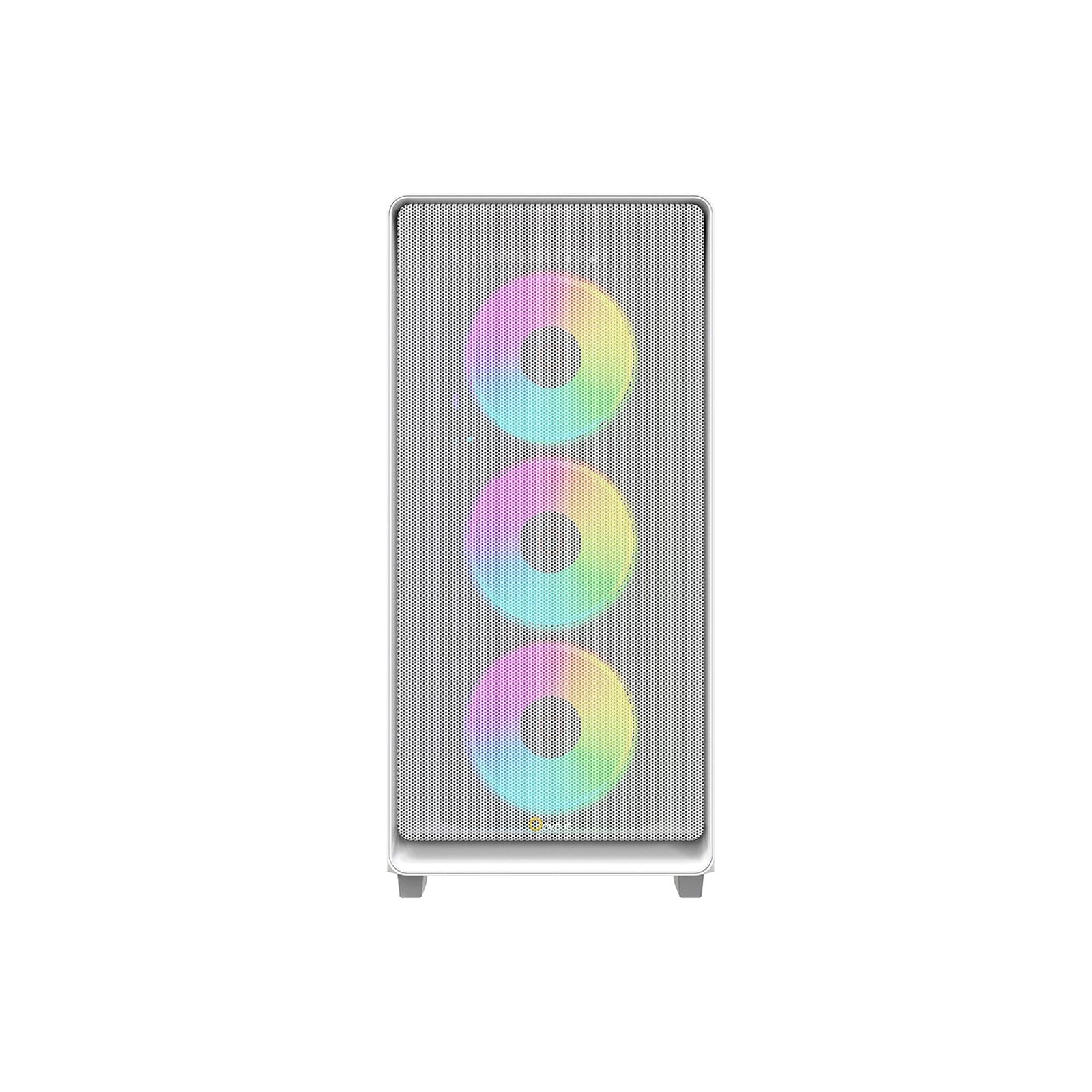 OCYPUS GAMMA C60 WH ARGB ATX PC Case with Mesh Front Panel and 4 ARGB ...