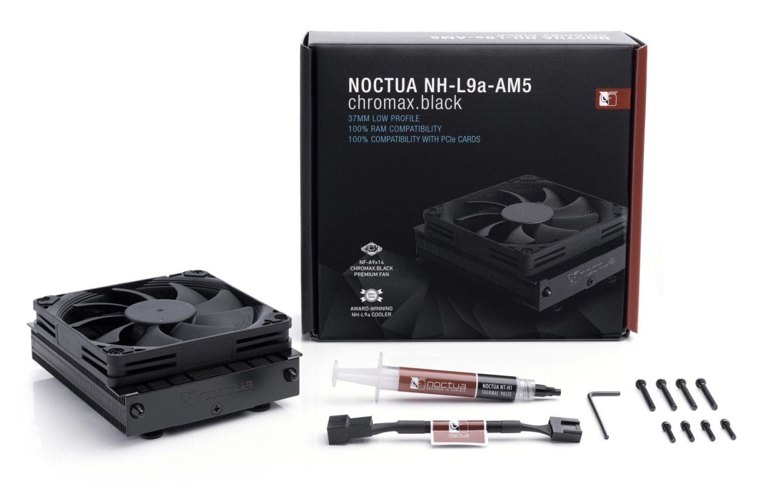 NOCTUA NH-L9a-AM5 chromax.black 37mm Low-Profile CPU Cooler with NF ...