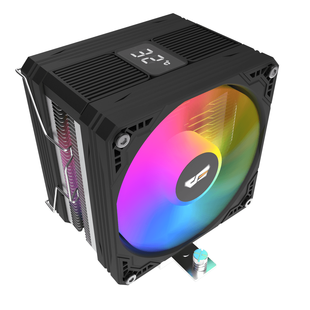 Netcodex.ph: Darkflash E400 Plus Black ARGB CPU Air Cooler Digital Display 4 Heat Pipes ...