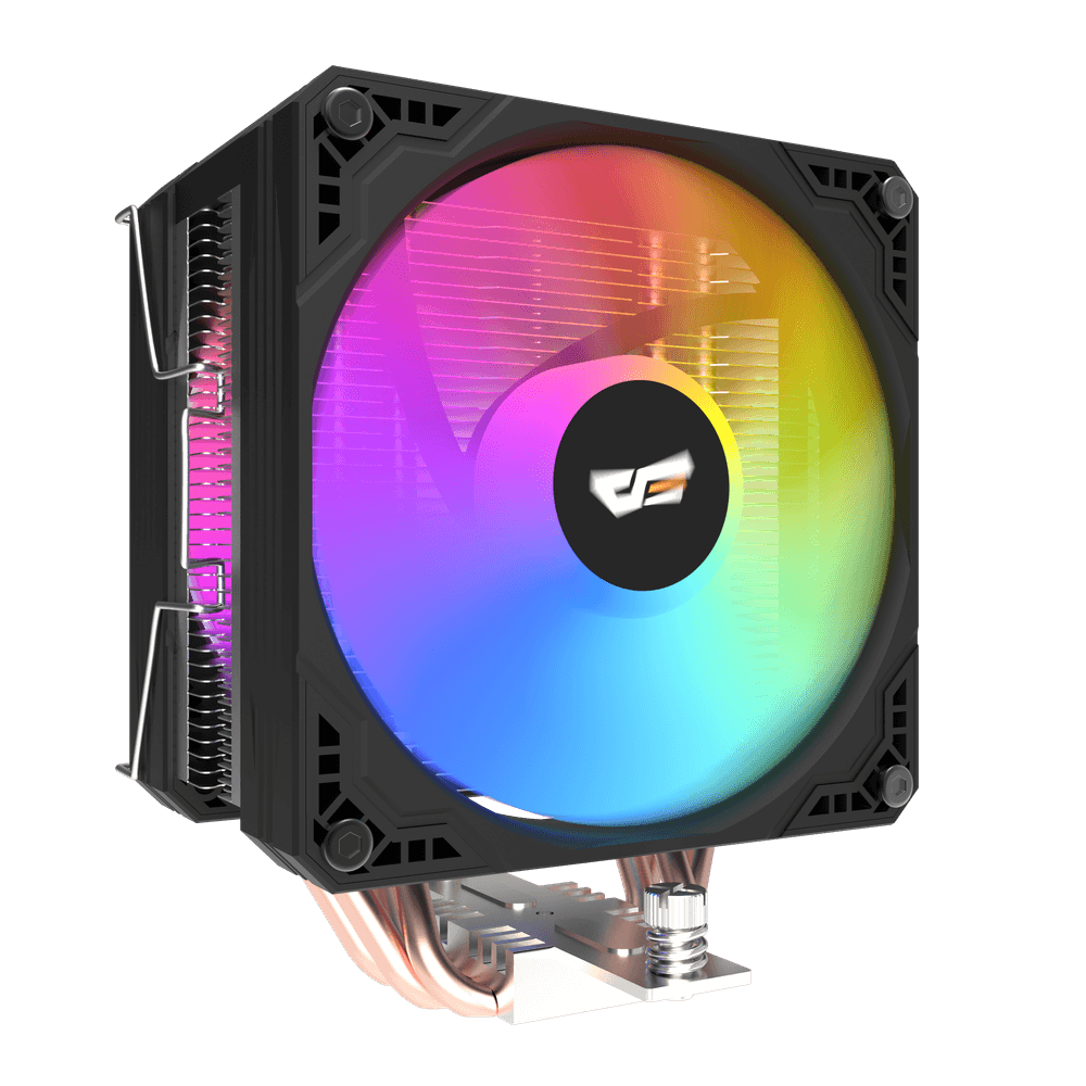 Netcodex.ph: Darkflash E400 Plus Black ARGB CPU Air Cooler Digital Display 4 Heat Pipes ...