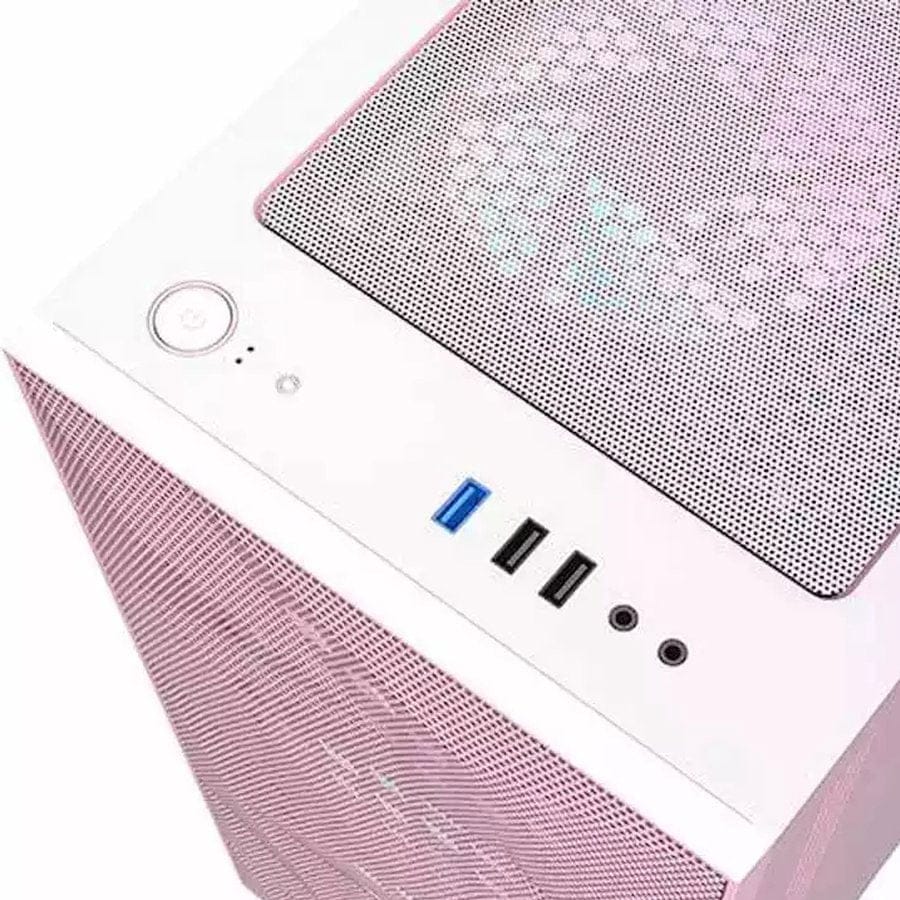 Darkflash DLM21 Mesh Pink mATX Gaming Case Hinged Tempered Glass ...