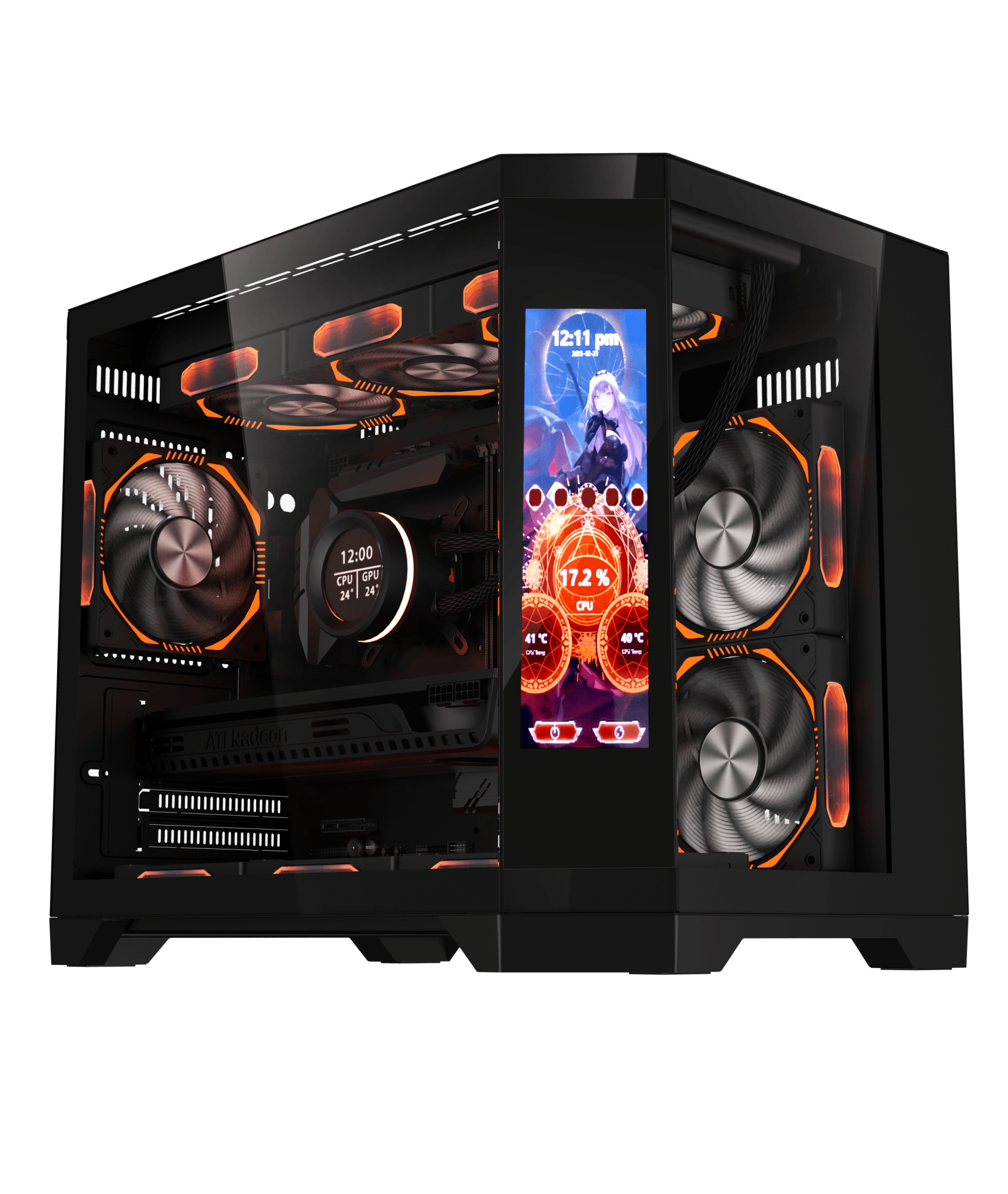 Coolman Spectra M-ATX / ITX PC Case Dual Chamber with Customizable LCD ...
