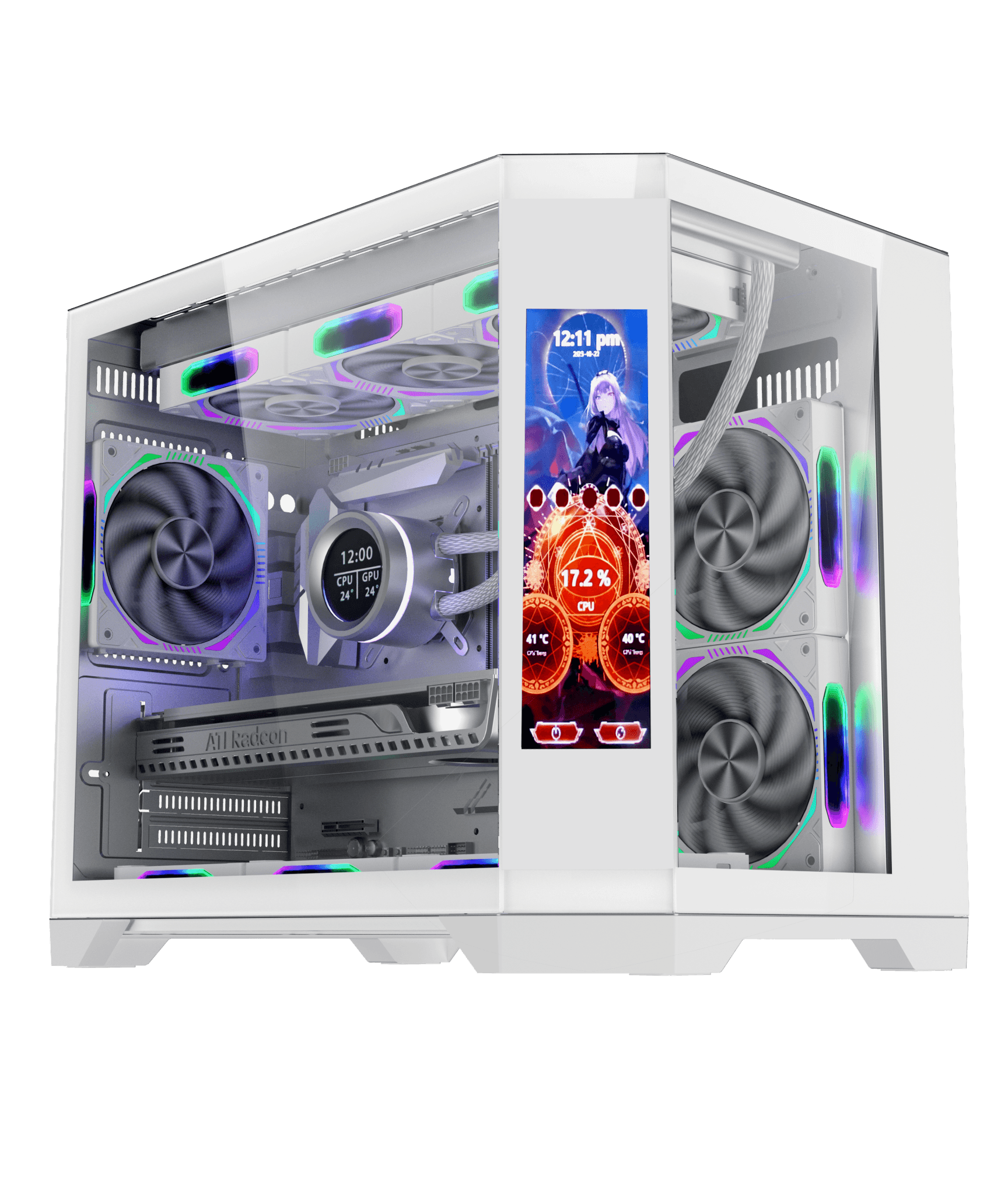 Coolman Spectra M-ATX / ITX PC Case Dual Chamber with Customizable LCD ...